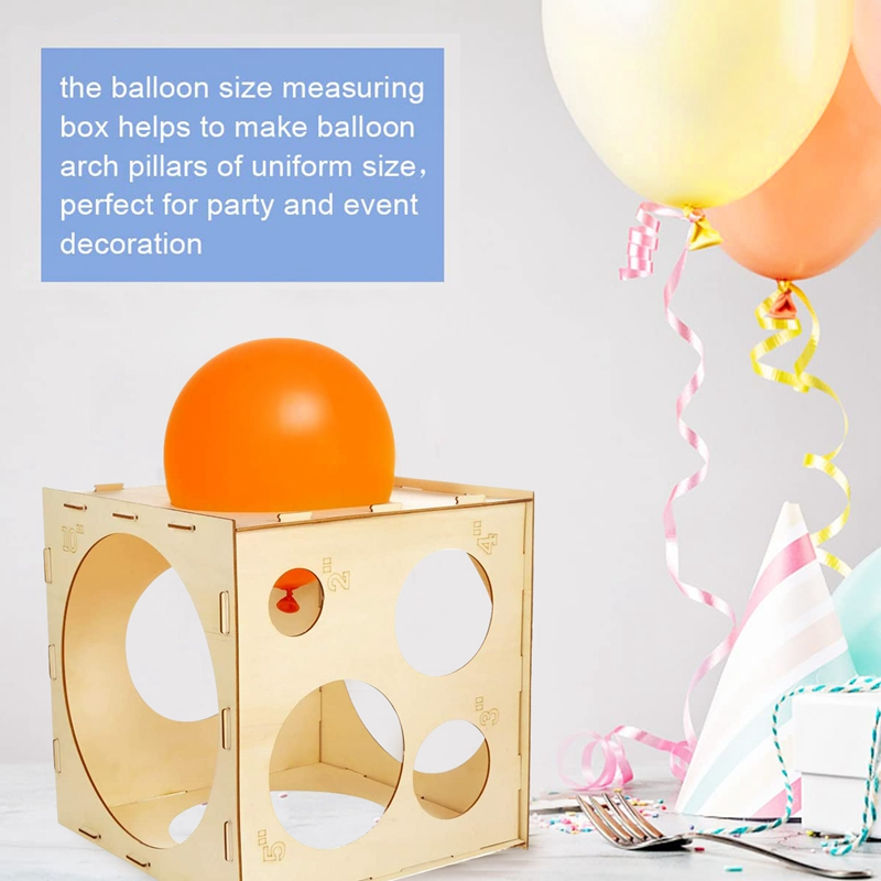 9 Hole Sizes Wodden Meauring Balloons Box Balloon Sizer Cube Box for ...