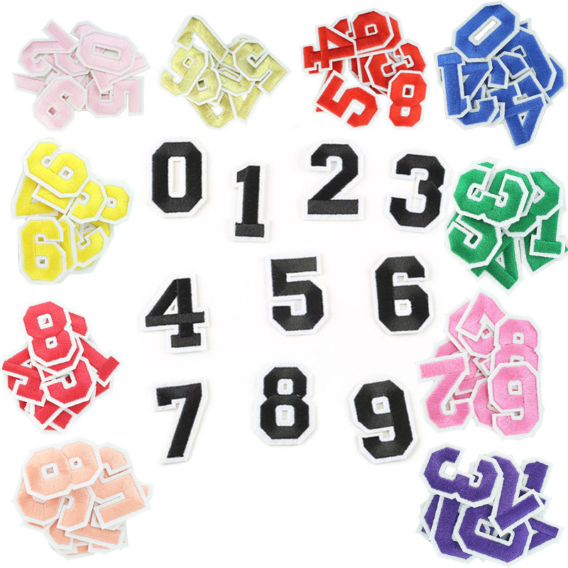 5CM Black Red Blue Yellow And White 0-9 Digital Jersey Numbers ...
