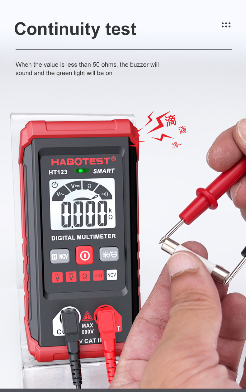 600V Smart Mini Digital Multimeter Auto Ranging AC/DC Voltage Voltmeter ...