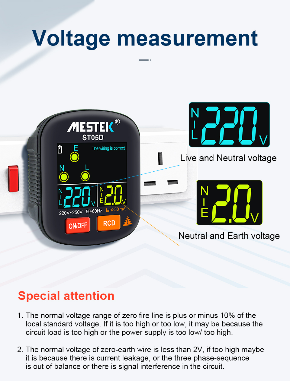 Digital Smart Socket Tester RCD Safety Phase Check Zero Live Wire ...