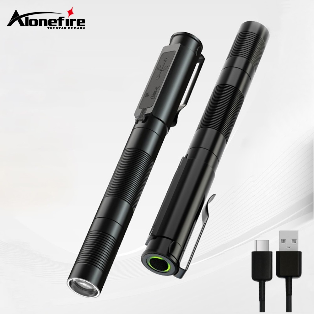 Alonefire P29 Mini Led Flashlight TYPE-C USB Rechargeable Pupil Detection Pen Led White Light ...