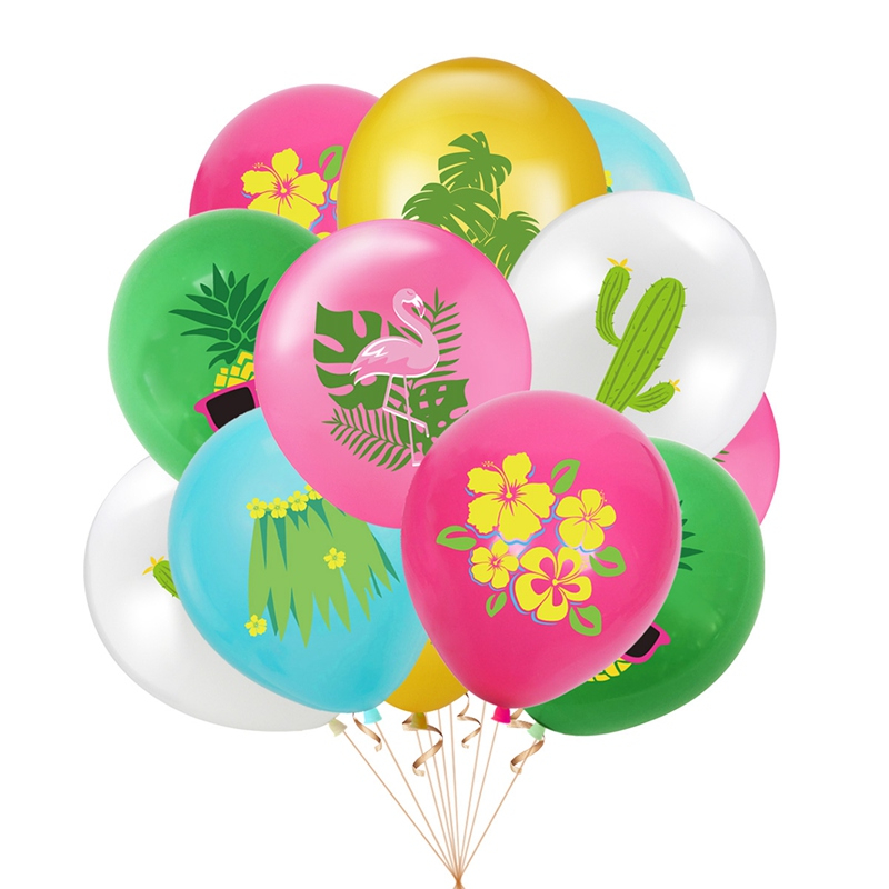 12PCS Hawaiian Theme Party Balloons Decoration Set Tropical Hawaiian ...