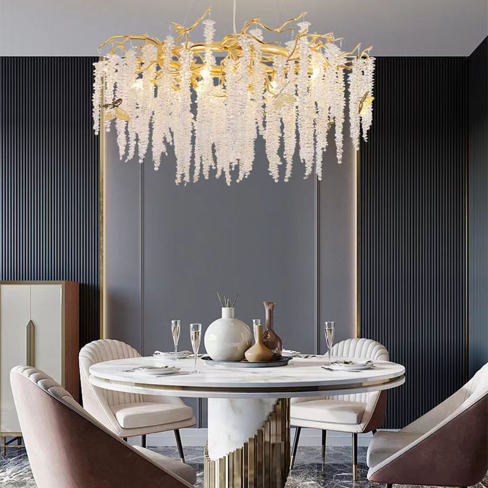 Hot Luxury Crystal Chandelier Gold Tree Branch LED Pendant Lights ...