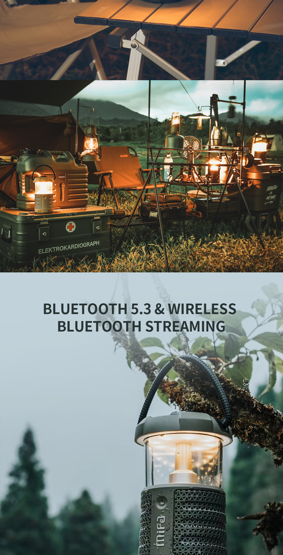 Mifa Wild Camping Outdoor Bluetooth 5.3 Speaker with Lantern, Powerful ...