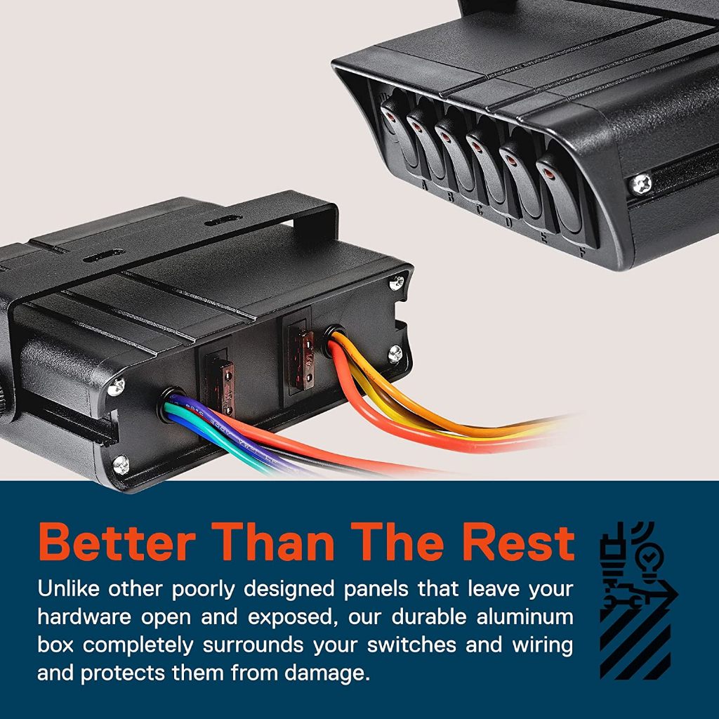 6-Gang 12V Rocker Switch Box [40 Amp Max.] [12 AWG Wires][12 Volt DC ...