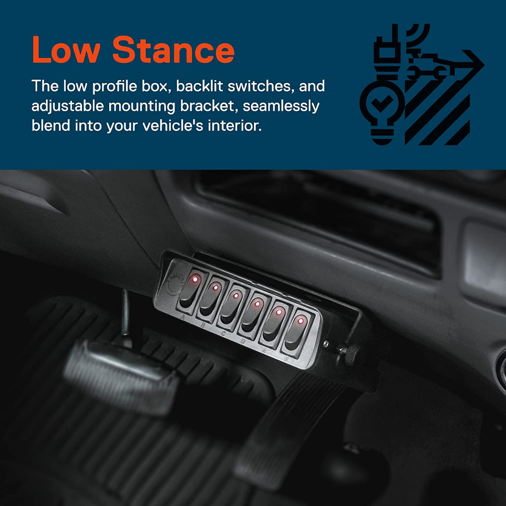 6-Gang 12V Rocker Switch Box [40 Amp Max.] [12 AWG Wires][12 Volt DC ...