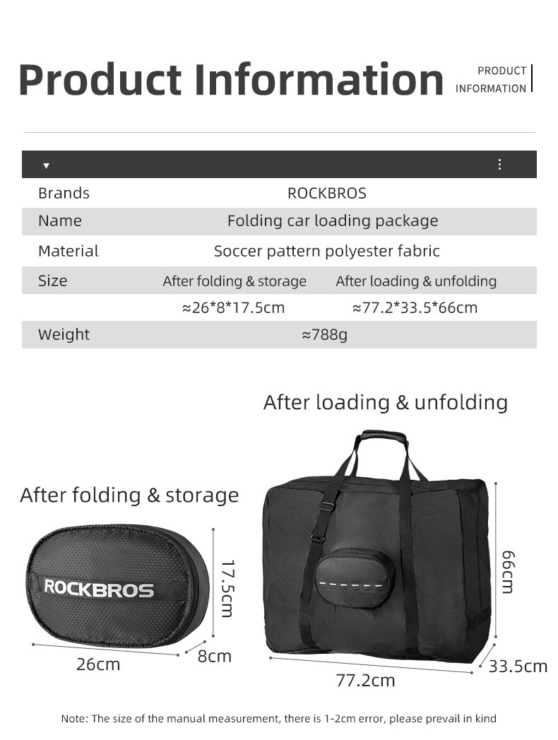 ROCKBROS Folding Bike Carry Bag Cycling Carry Case Airplane Waterproof ...