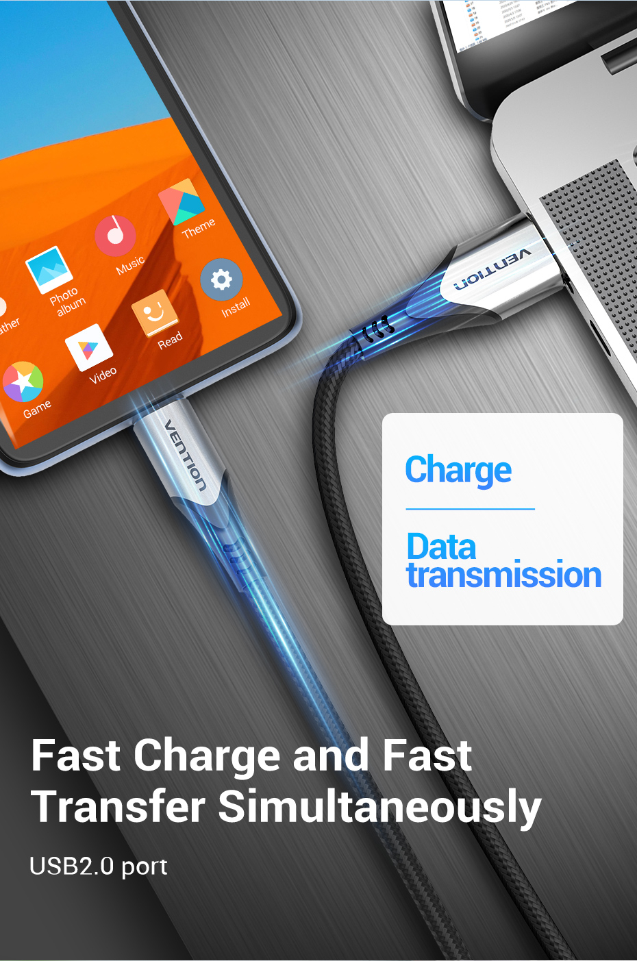 Vention Micro USB Cable 3A Fast Charging & Data Sync Cable Nylon ...