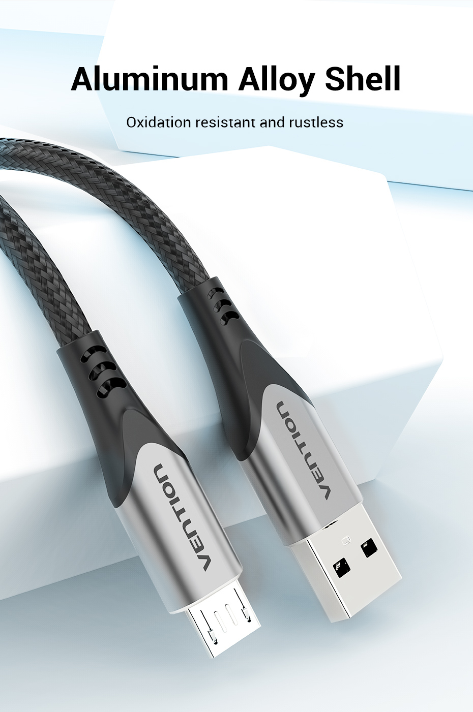 Vention Micro USB Cable 3A Fast Charging & Data Sync Cable Nylon ...