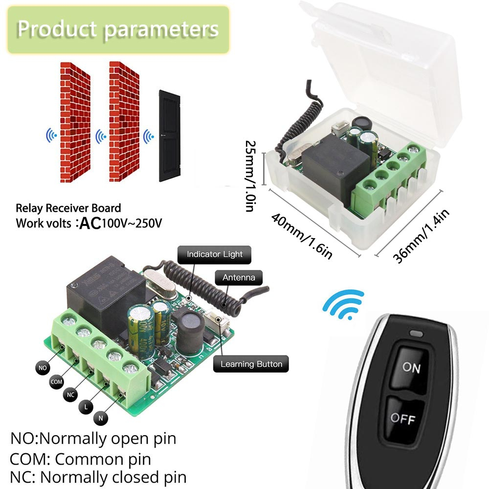 433Mhz Wireless Remote Control module Switch AC 220V 1CH Remote Control ...