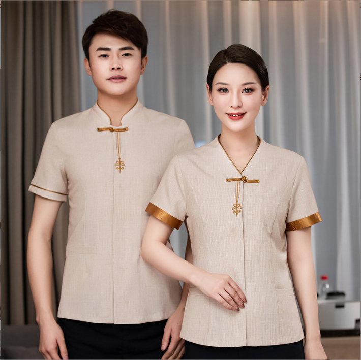 Ready Stock Hotel uniform short-sleeved waiter work uniform hotel ...