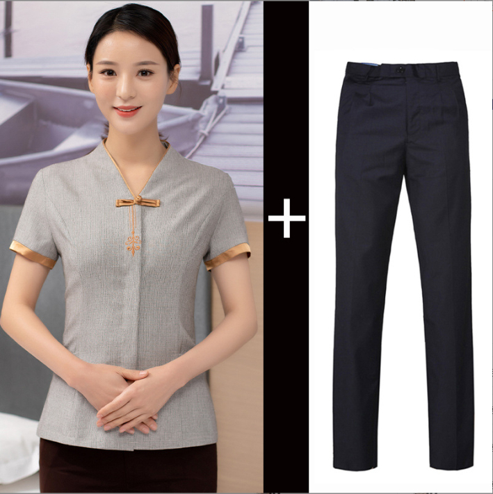 Ready Stock Hotel uniform short-sleeved waiter work uniform hotel ...