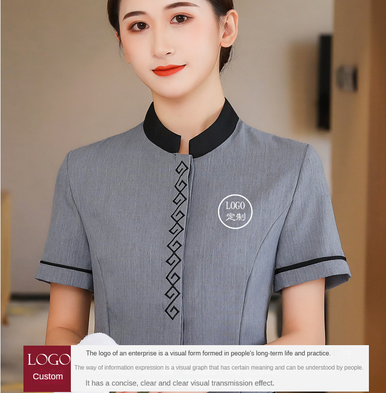 Ready Stock Simple hotel work clothes short-sleeved female restaurant ...