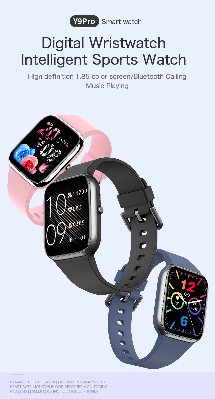 SPRISE New Y9 Premium Smart Watch Bluetooth Multifunction Heart Rate ...