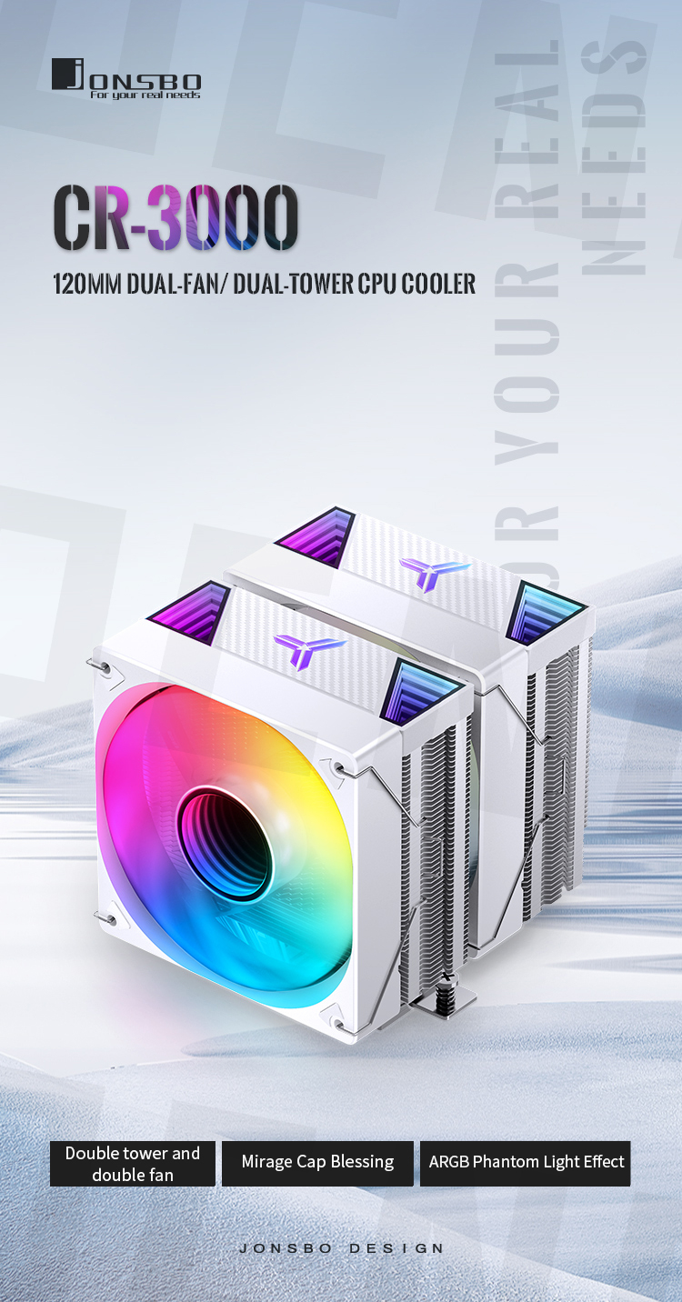 Jonsbo CR-3000 7 heat pipe dual tower CPU cooler 5V 3Pin ARGB 12cm silent fan CPU air-cooled ...