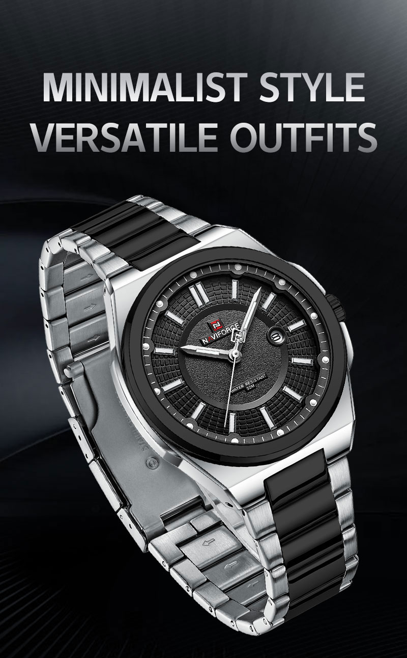 NAVIFORCE 9212 Watch Fashion Business Black Casual Watch For Men ...