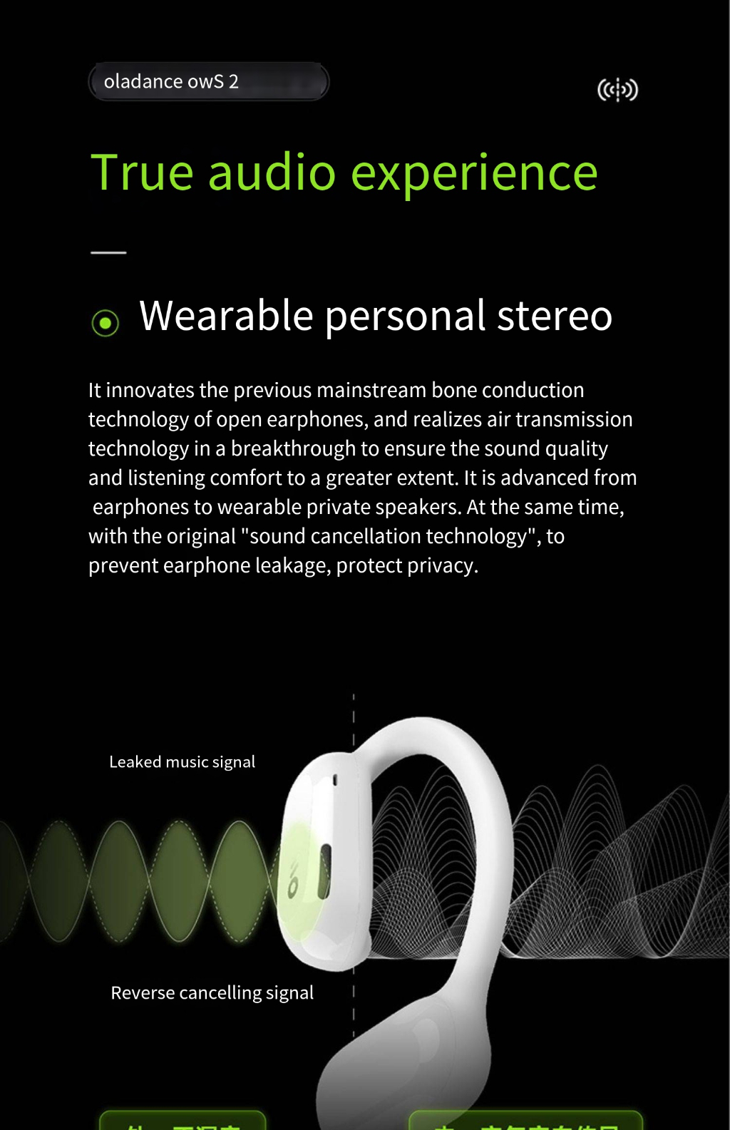 Oladance OWS2 Open wireless sports Bluetooth headset for comfort, long battery life, clear voice ...