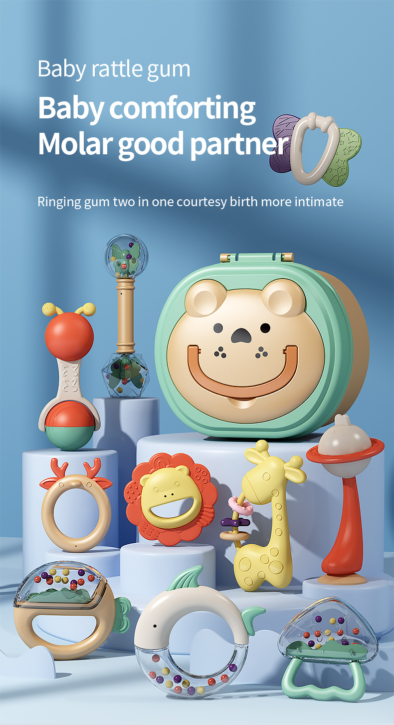 [Qilemeng] 2 in 1 Baby Rattle Toys Chewable Newborn Teether Toy Soft ...