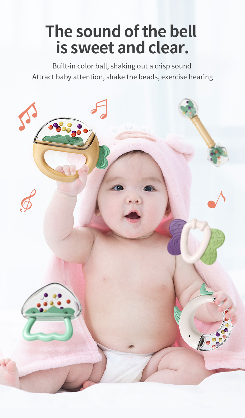 [Qilemeng] 2 in 1 Baby Rattle Toys Chewable Newborn Teether Toy Soft ...