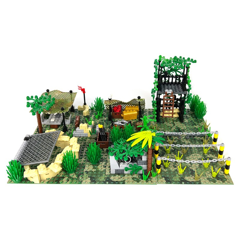 WW2 Military Scene Fence Sentry Tent Treasure Box Building Blocks ...