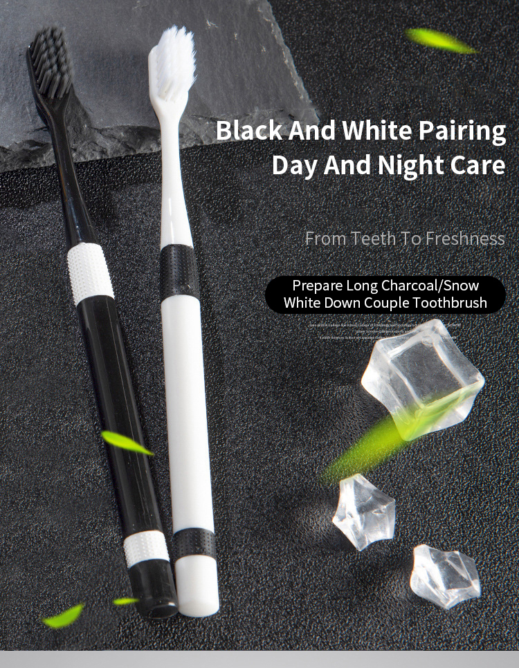 2 Sets Of Bamboo Charcoal Toothbrushes Ultra-Fine Soft Bristle Cleaning ...