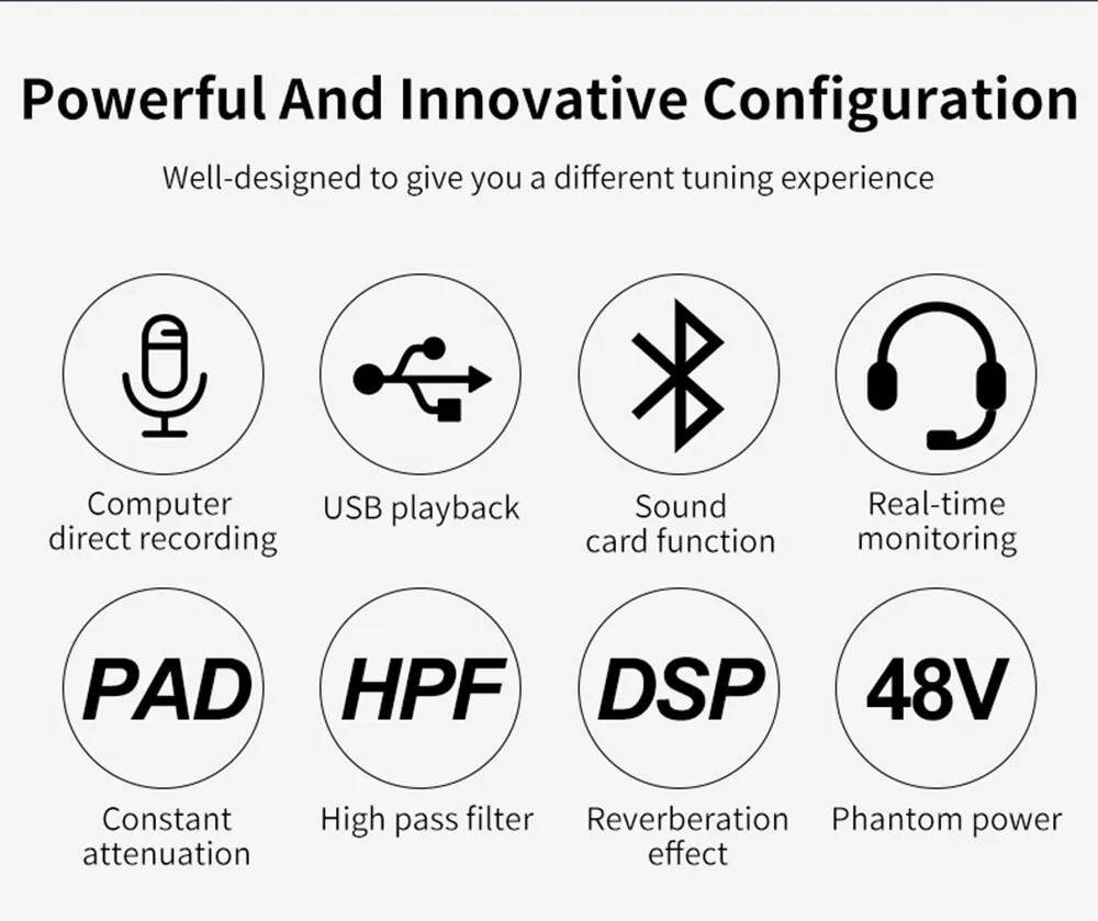 BOMGE MF5-A 5 channel Audio mixer USB Bluetooth professional sound ...