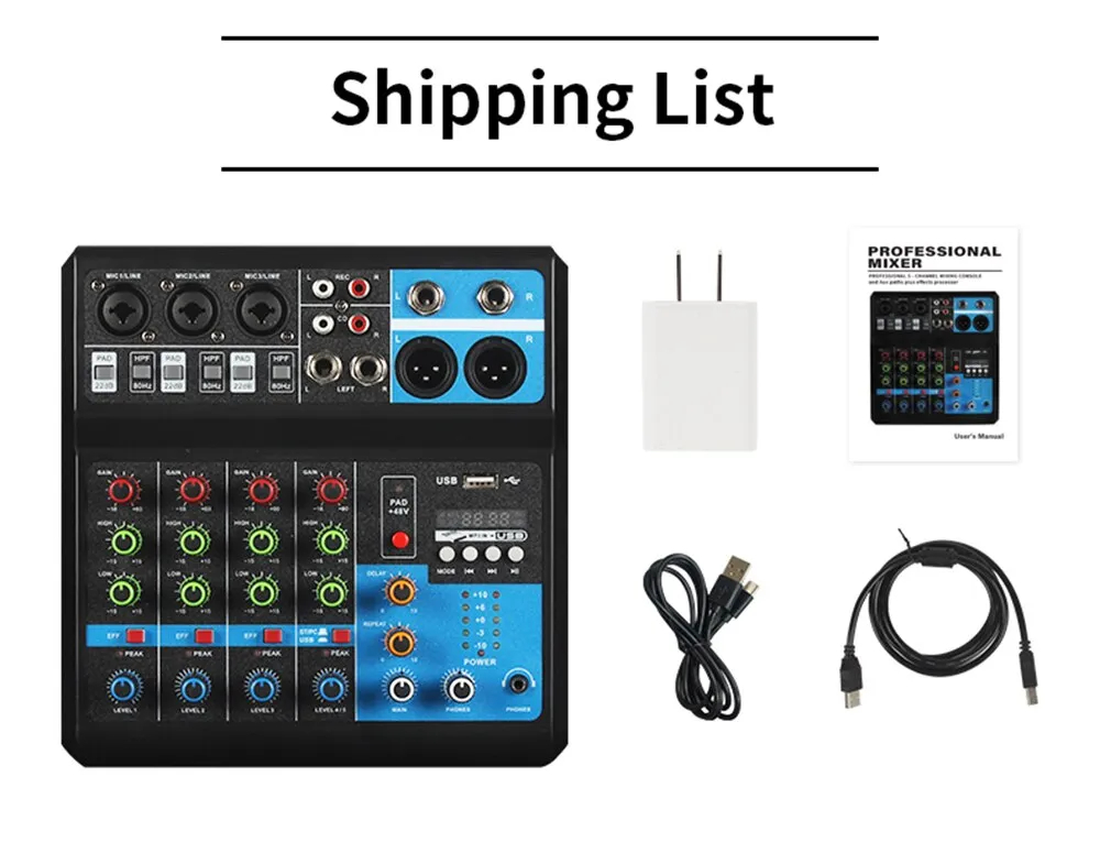 BOMGE MF5-A 5 channel Audio mixer USB Bluetooth professional sound ...