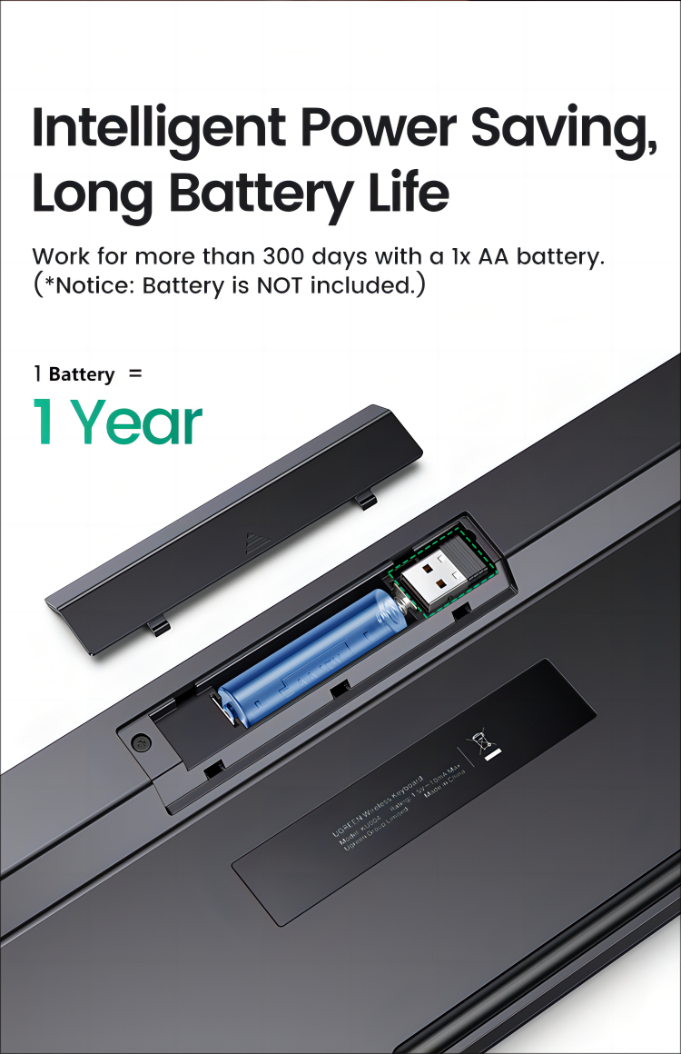 Ugreen 2.4G Wireless Keyboard Mouse 2.4G 104 Keys Concave Keycaps for ...