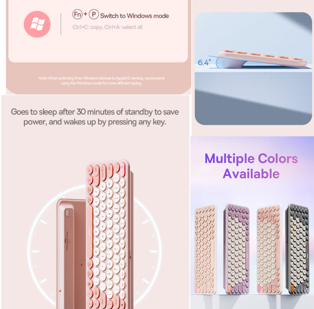 Baseus K01A Bluetooth Wireless Keyboard 2.4 GHz Dual Mode Silent Keys ...