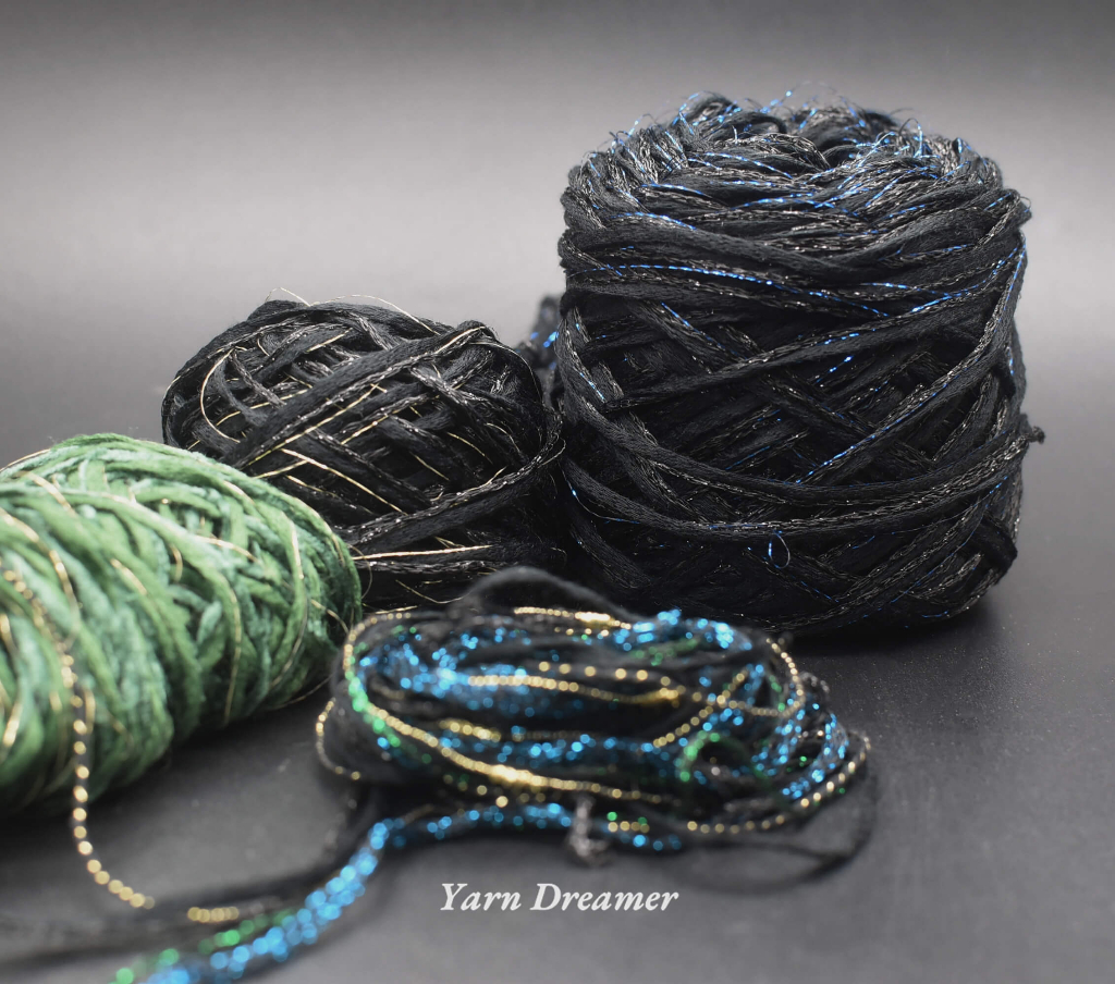 Benang kait Bling Bling Tape Yarns Mixed Yarn Shine Wool Yarn for DIY ...