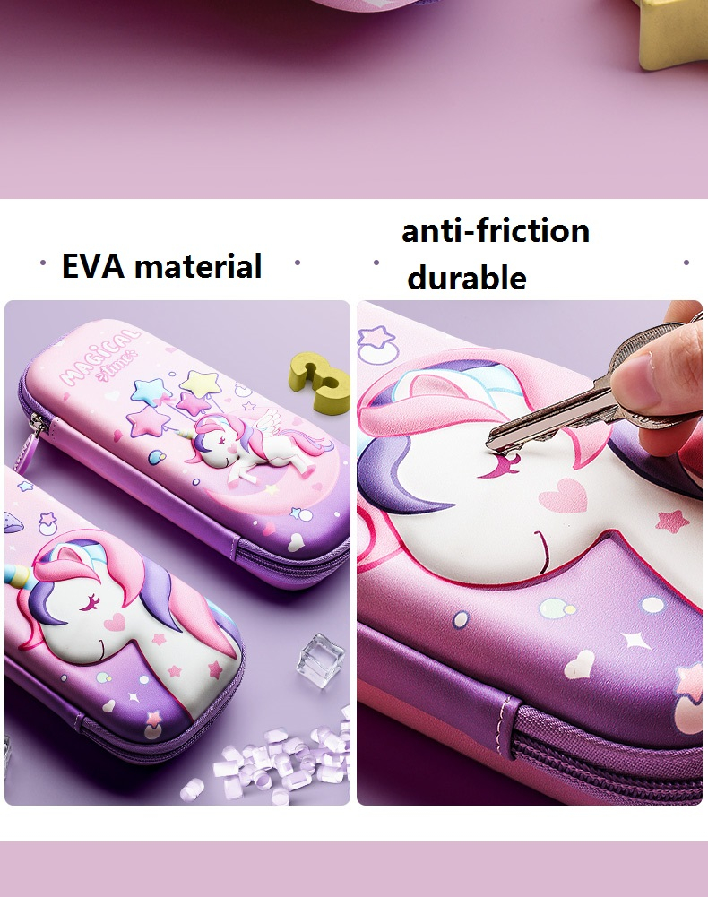 Pencil Box 3D Cartoon Unicorn Cute Pencil Case School Stationery Box ...