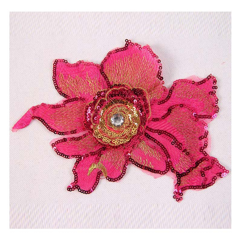 15*18CM, 3D Drill Beaded Sequin Maple Leaf Flower Sew On Patches Embroidery Applique For ...