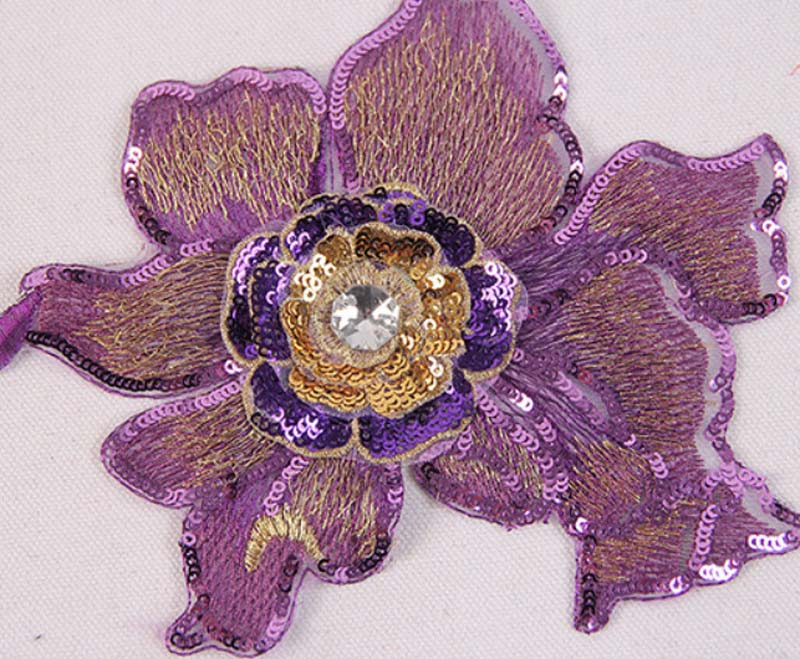 15*18CM, 3D Drill Beaded Sequin Maple Leaf Flower Sew On Patches Embroidery Applique For ...