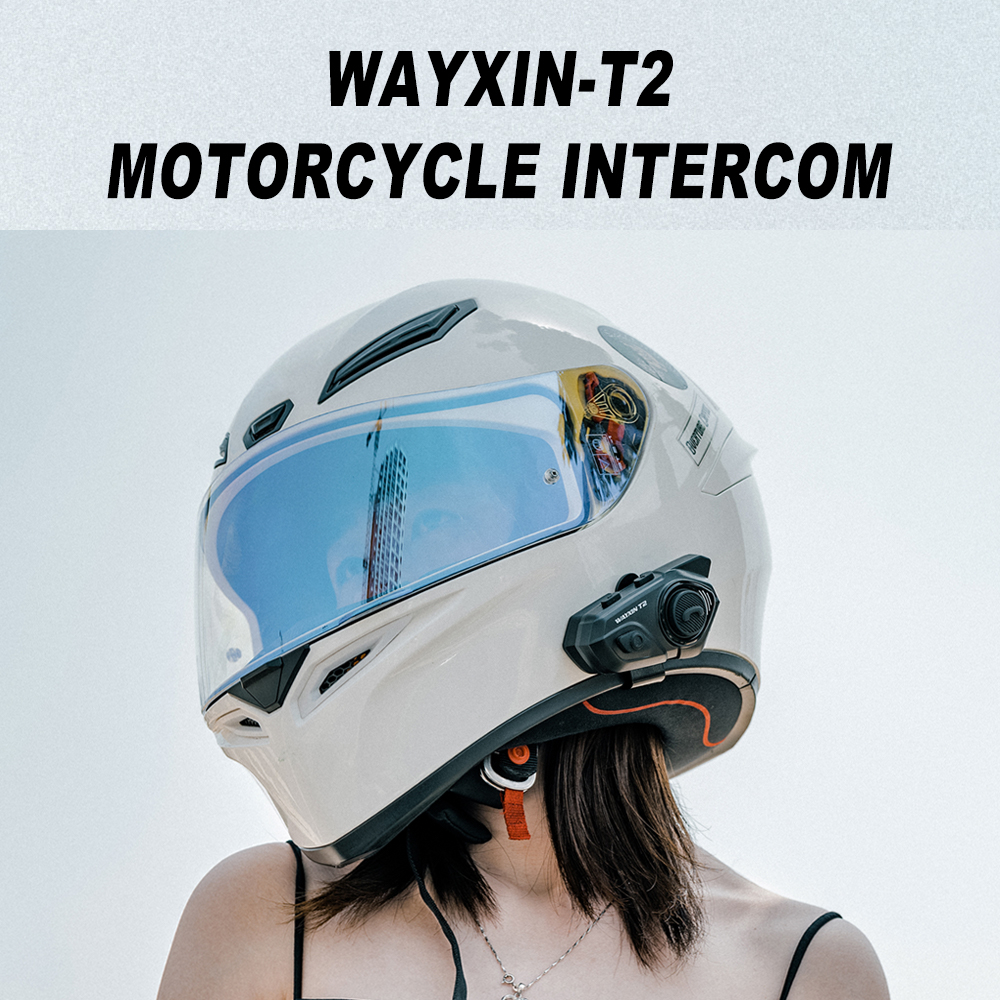 WAYXIN T2 Motorcycle Helmet Bluetooth Intercom for 2 Rider Wireless ...