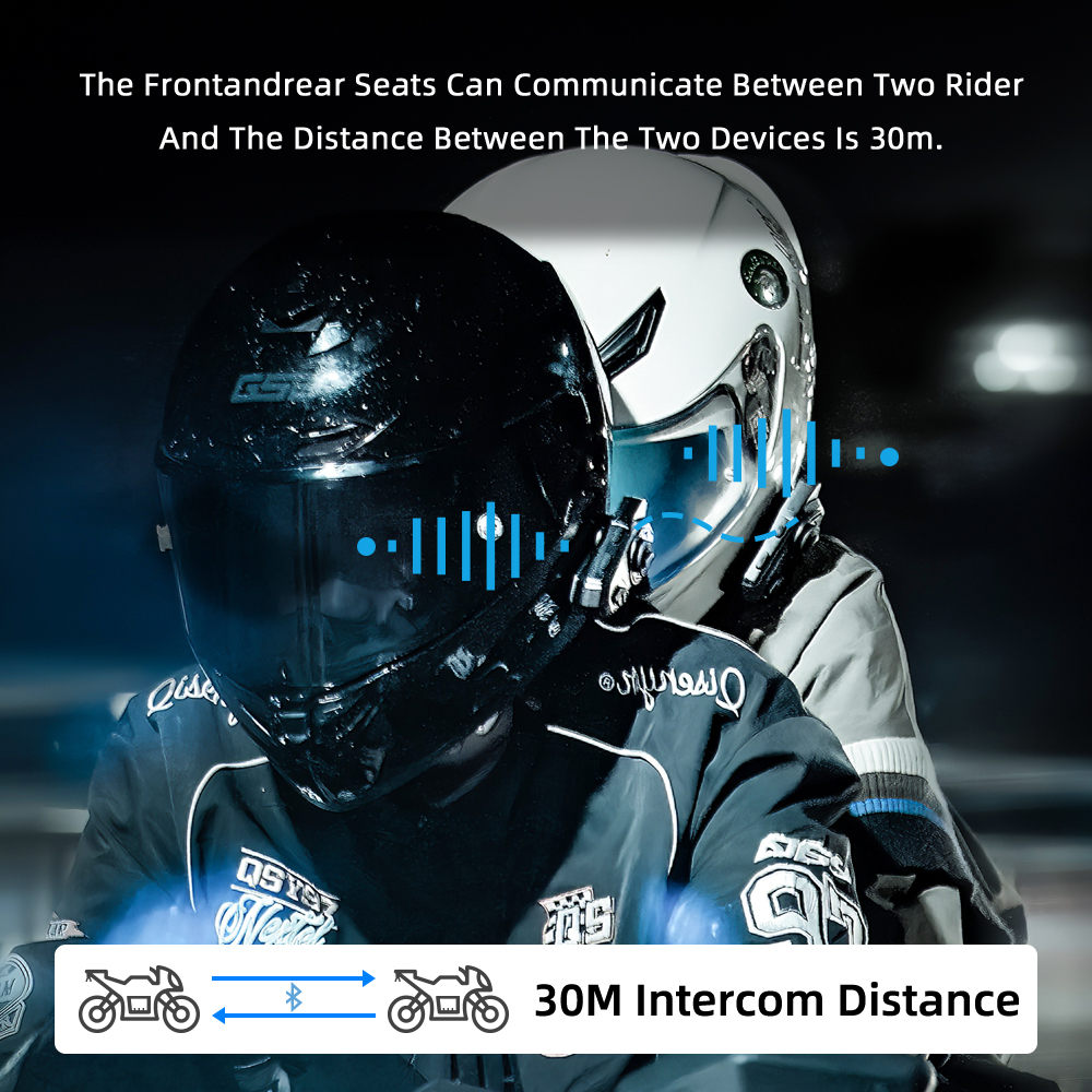 WAYXIN T2 Motorcycle Helmet Bluetooth Intercom for 2 Rider Wireless ...