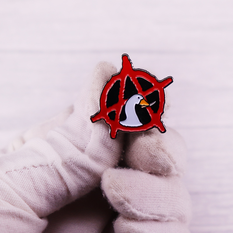Black Red Anarchy Symbol And Untitled Goose Game Mashup Enamel Pin ...