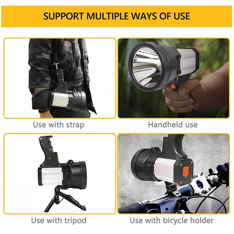 LED spotlight rechargeable flashlight 1000000 lumens torchlight ...