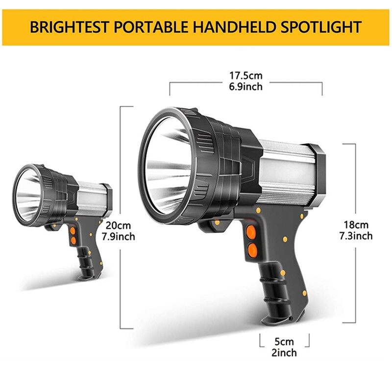 LED spotlight rechargeable flashlight 1000000 lumens torchlight ...
