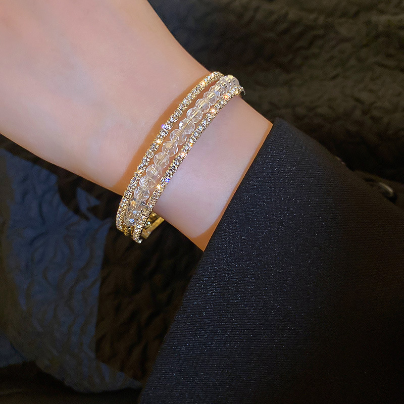 DREJEW crystal open bracelet women's fashion light luxury high-end ...