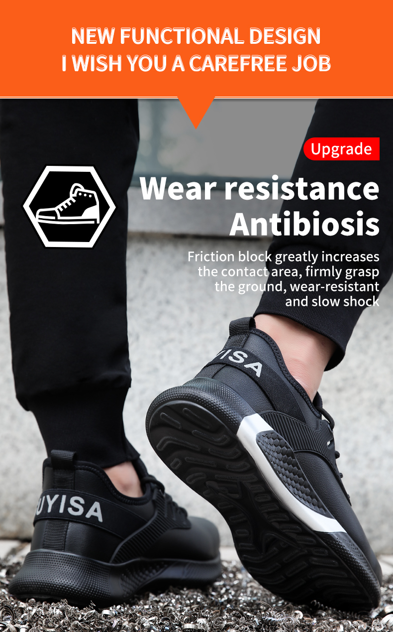 GUYISA Men Waterproof Shoes Safety Shoes Steel head anti impact anti ...