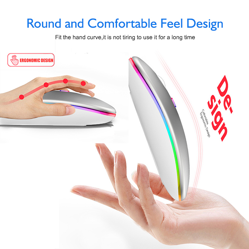 2.4GHz Bluetooth 5.1 Rechargeable Wireless Silent Mouse Optical LED ...