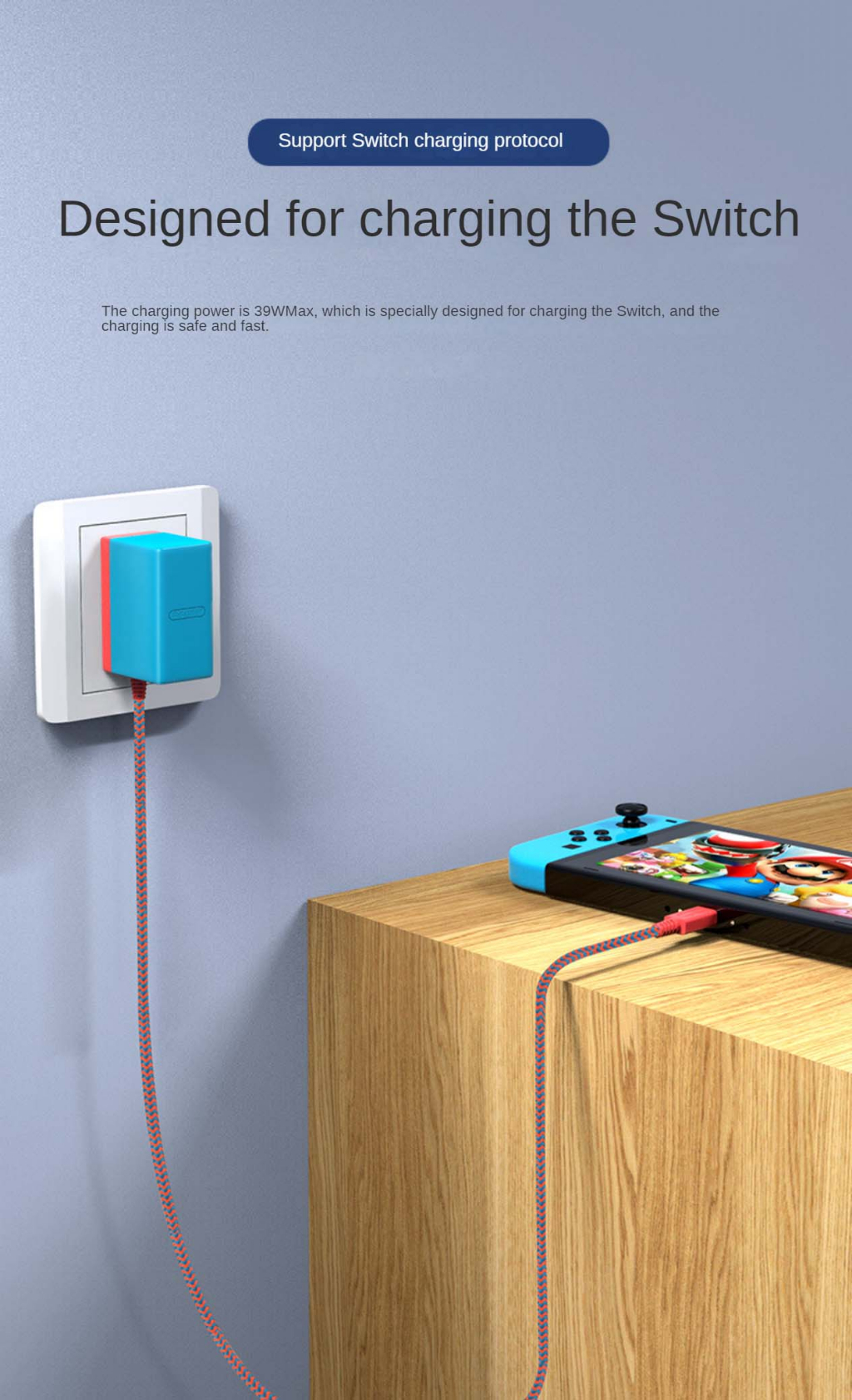 Nintendo Game Console Adapter 39W Fast Charging SWITCH with Cable ...