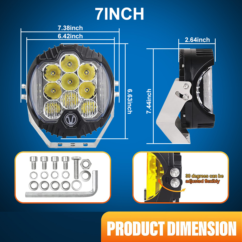 Nlpearl Led Spotlight Driving Work Light White Yellow 5inch 7inch 50W ...