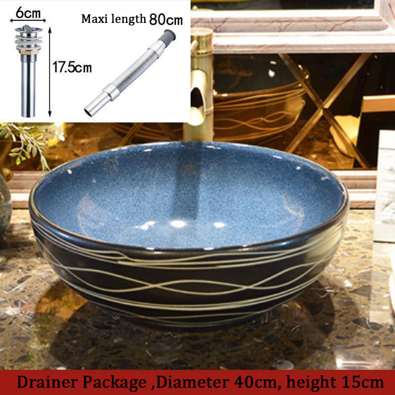 Ceramic washbasin Balcony art basin round replica antique washbasin ...