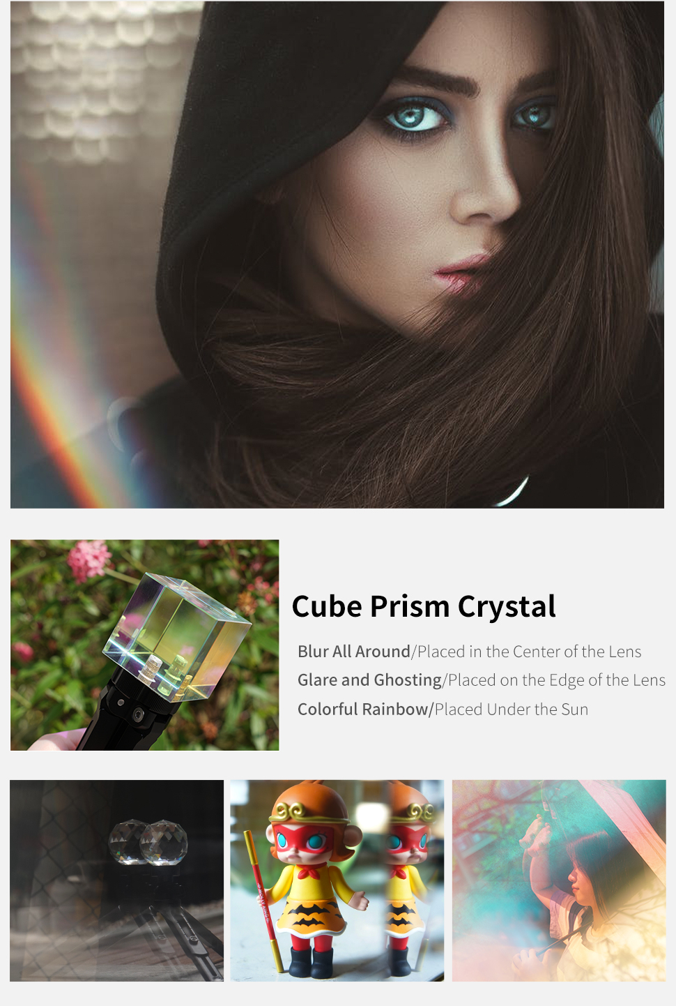 Selens Photography Props Optical Glass Prism RGB Dispersion Prism ...