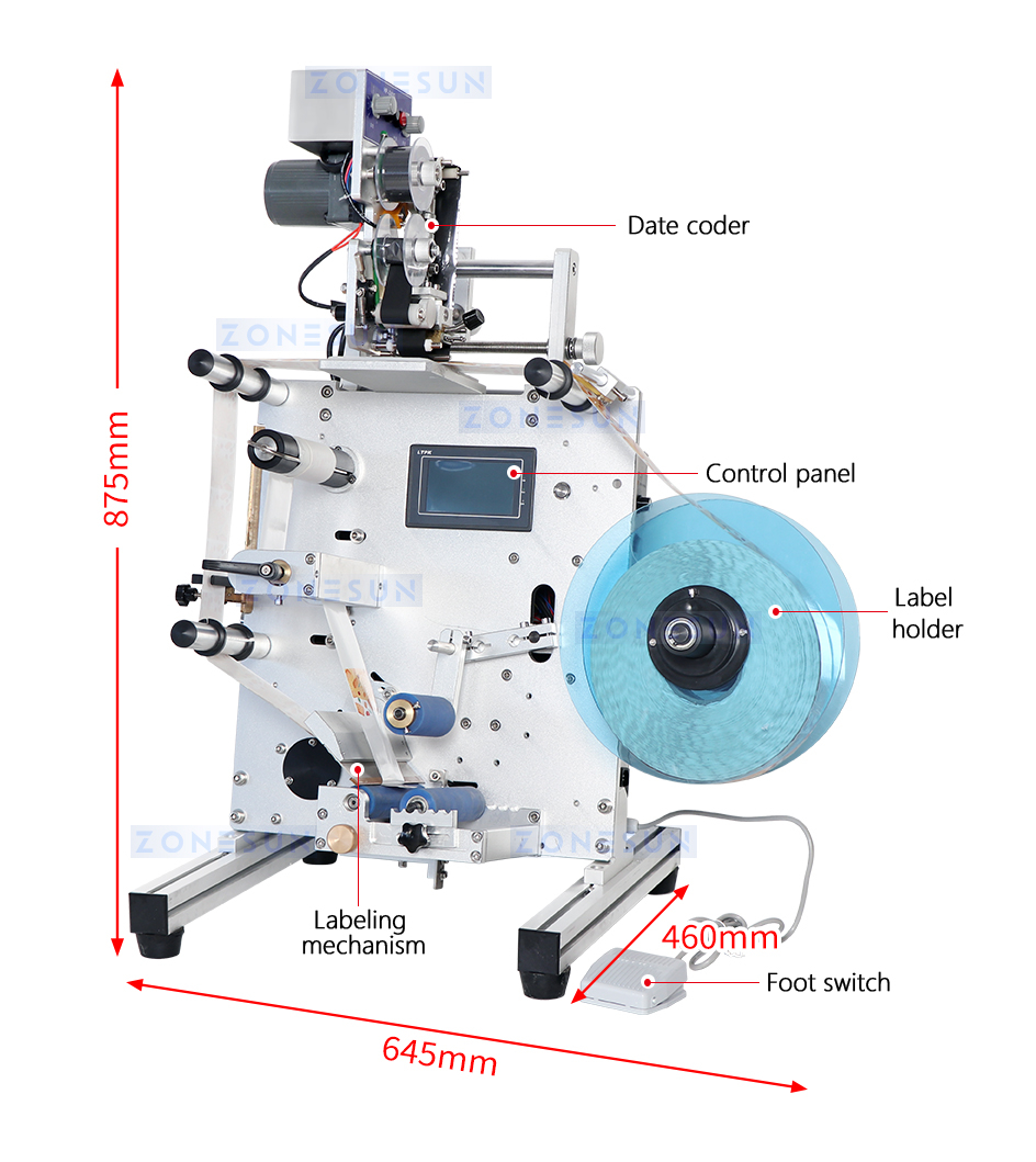 ZONESUN Wrap Around Label Applicator Plastic Tin Can Round Glass Bottle ...