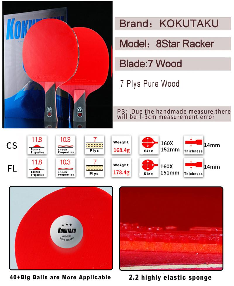 Original KOKUTAKU 6/7/8/9 STARS Professional Ping Pong Racket with Bag ...