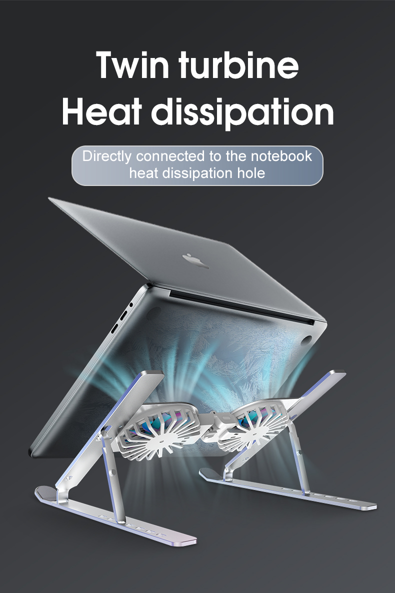 RGB Laptop Holder Stand With Cooling Fan Foldable Laptop Holder ...