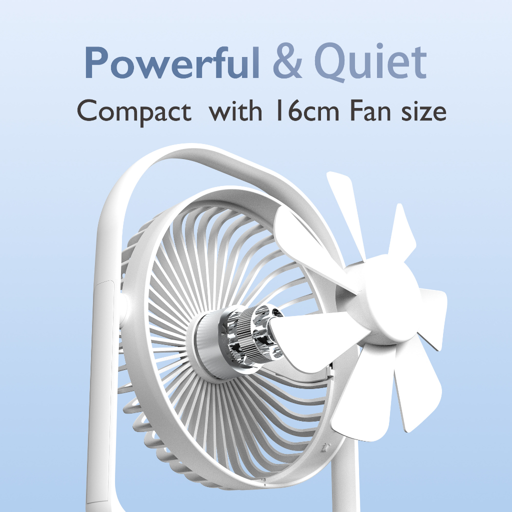 Kimviento 4000mAh USB Kipas Portable Fan with LED Light Rechargeable ...