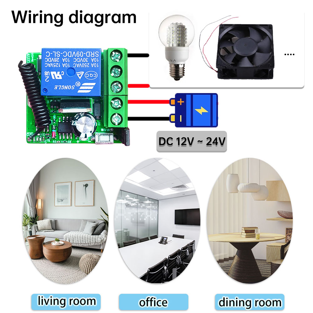 Diese RF Wireless Remote Control Module DC 12V 24V 10A Wet Contact ...